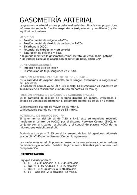 Gasometría Arterial | Juan Diego Aguilar León | uDocz