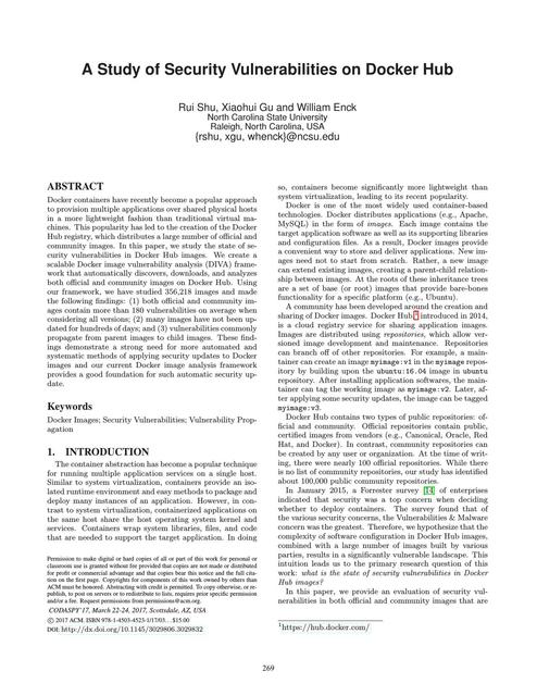 [Pdf] A Study Of Security Vulnerabilities On Docker Hub (2017) | HackerNews | uDocz