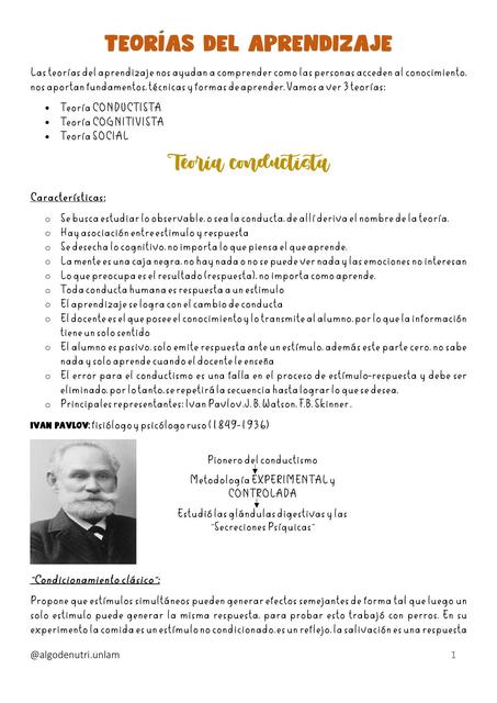 Teoria conductista | Algo de Nutri Unlam | uDocz