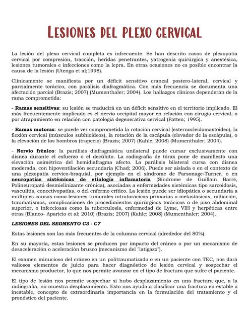 Lesiones del Plexo Cervical | Dr. Castro | uDocz