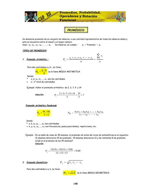 Promedios, probabilidad, operadores y notación funcional | Tiroxina Med ...