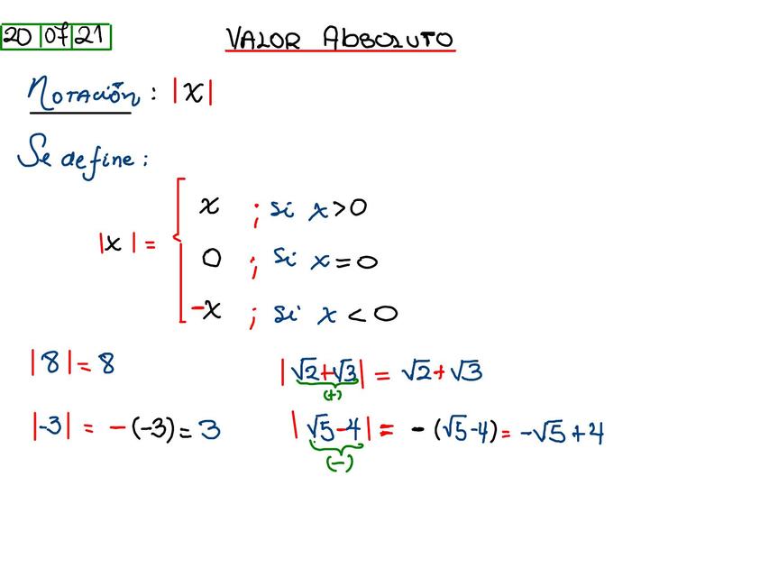 Resúmenes de Valor absoluto | Descarga apuntes de Valor absoluto
