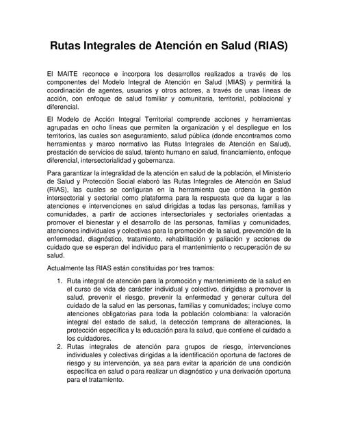 Rutas Integrales de Atención en Salud (RIAS) | Yessica Jordan | uDocz