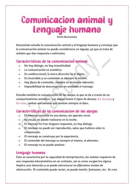 Comunicación Animal y Lenguaje Humano | uDocz