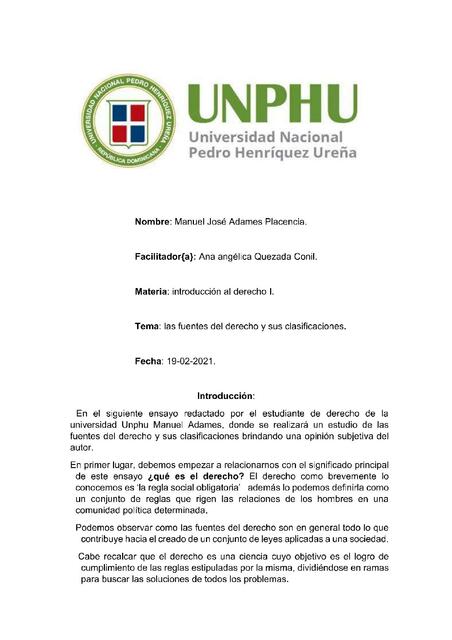Las fuentes del derecho | Manuel Adames | uDocz