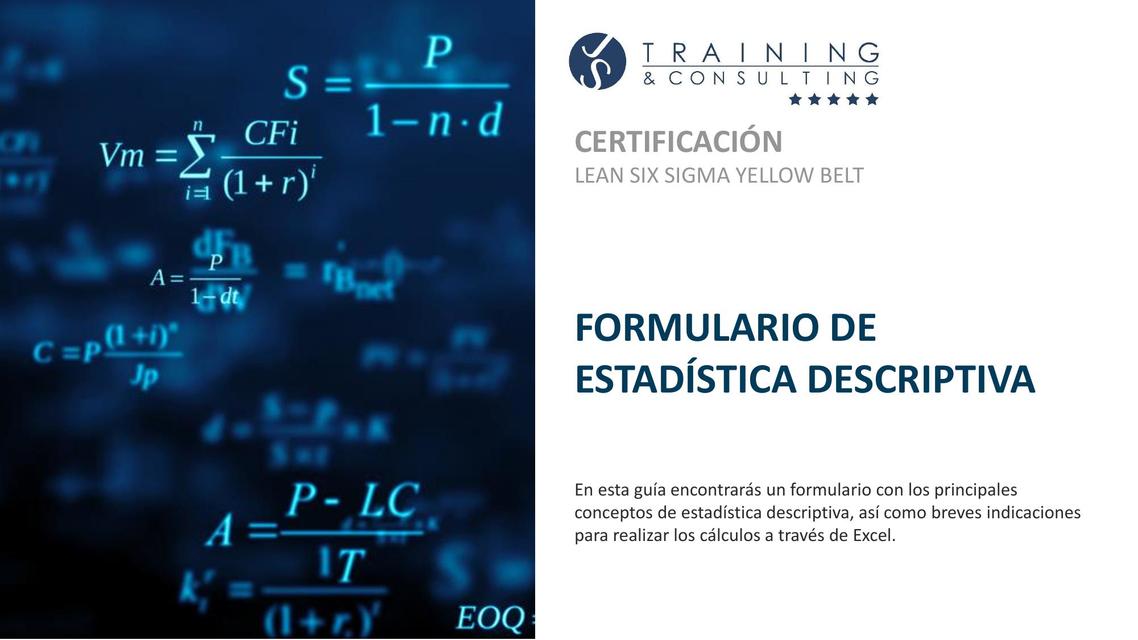 Formulario estadística descriptiva | Miguel Sánchez | uDocz