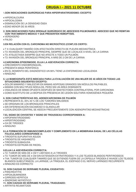 BANCO DE PREGUNTAS DE CIRUGIA I | Laura | uDocz