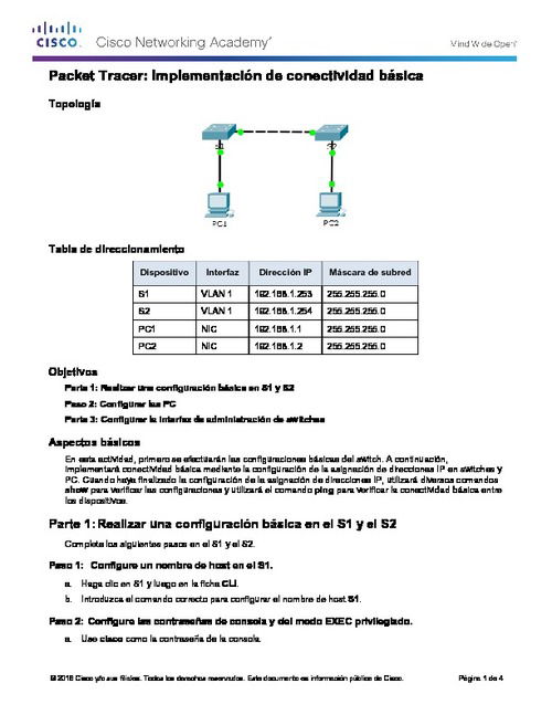 2 3 2 5 Packet Tracer Implementing Basic Connectivity | Esdras Lopez | uDocz