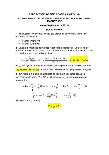 Solucionario Del Examen Previo De Movimiento De Electrones Bismark