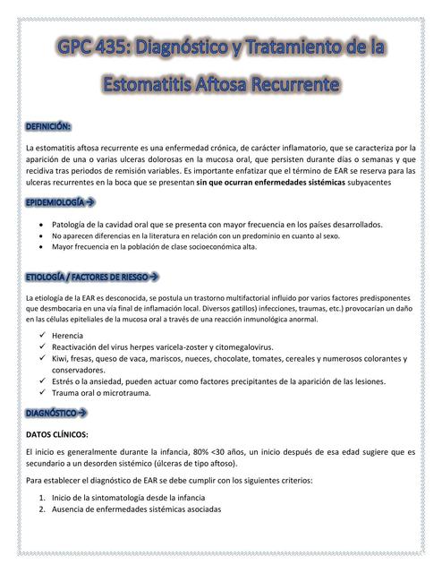 Estomatitis Aftosa Recurrente | janeth m | uDocz