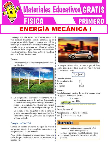 Hojas De Trabajo De Energía Cinética Y Potencial Para La Escuela Secundaria