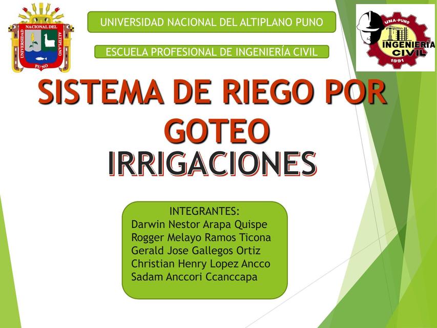 Sistema de Riego por Goteo | Roberto Carlos Huanca Curo | uDocz
