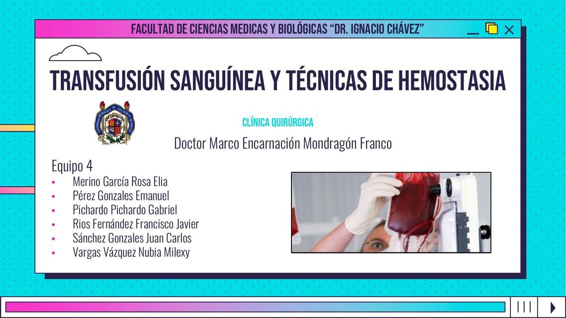 Transfusión Sanguínea y Técnicas de Hemostasia | Javier Rios | uDocz
