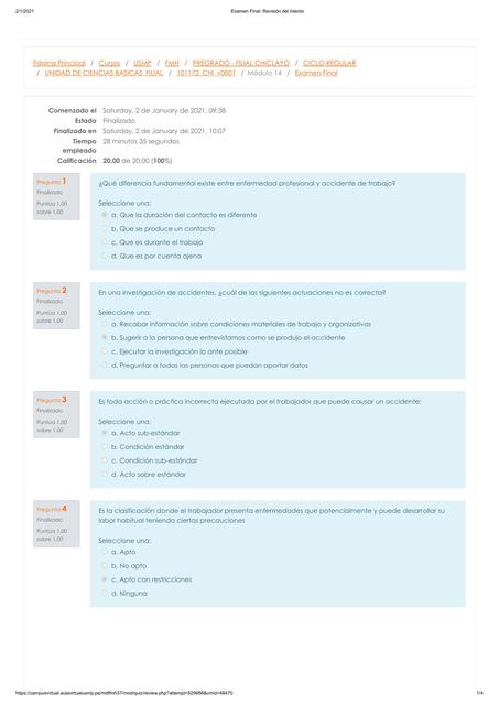 Examen Final Salud Ocup II | Tiroxina Med | uDocz