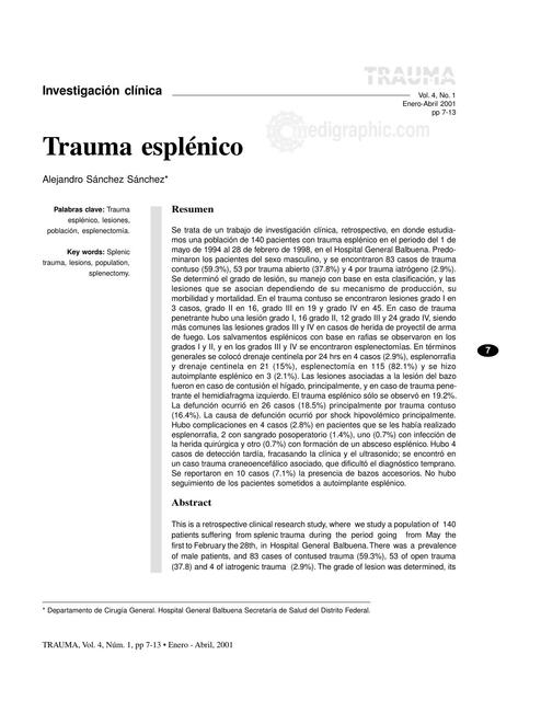 Trauma Esplénico | jazmin perez | uDocz
