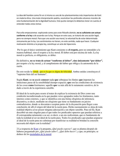 Kant Idea del Hombre | Mara López | uDocz