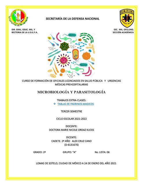 Tabla de Parásitos, Bacterias y Virus | Alejandro cruz | uDocz