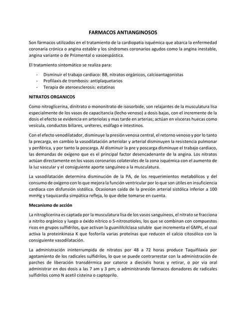 Fármacos antianginosos | Karol Usiña | uDocz