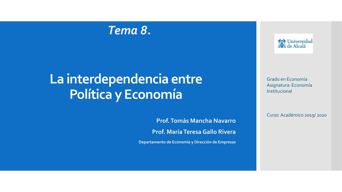 La interdependencia entre Política y Economía | uDocz creators | uDocz