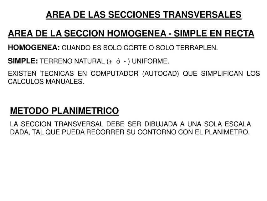 Áreas de Secciones Transversales y Volúmenes | CCINGENIERIACC | uDocz
