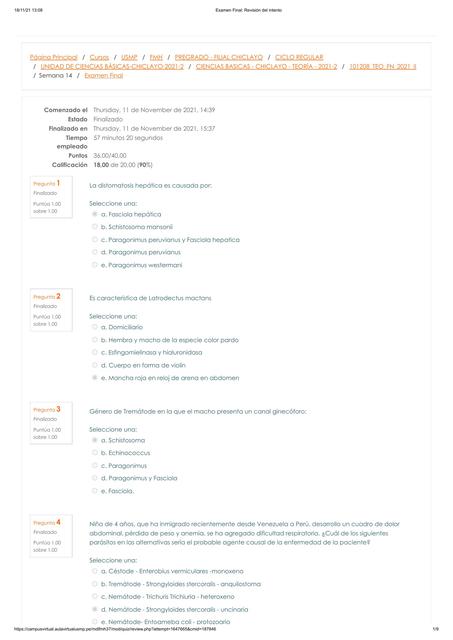 Banco de preguntas de parasitología | Tiroxina Med 🩺 | uDocz