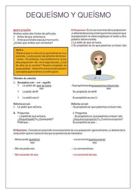 Resúmenes de Dequeismo y queismo | Descarga apuntes de Dequeismo y queismo