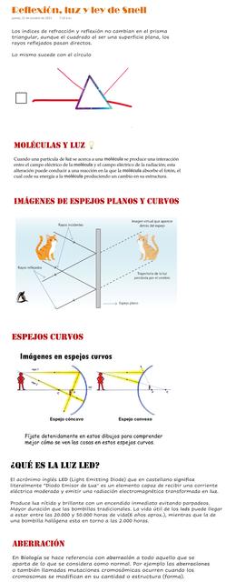 Reflexión, luz y ley de Snell | Samantha Shernandez | uDocz