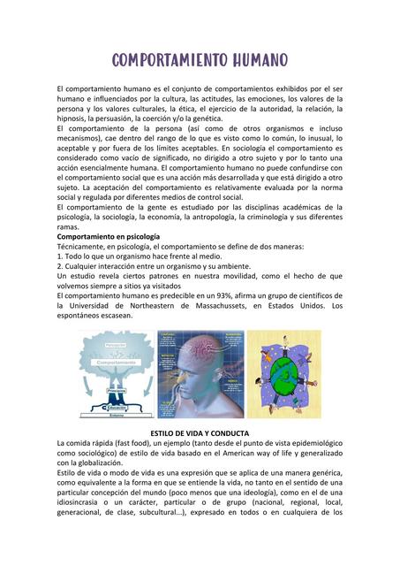 Comportamiento Humano | Dr. Castro | uDocz