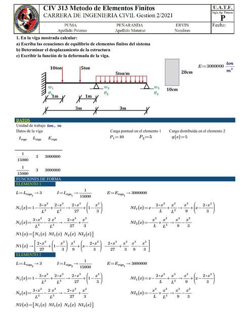Flexión de vigas-Método de Bernoulli MEF | Ervin Puma | uDocz