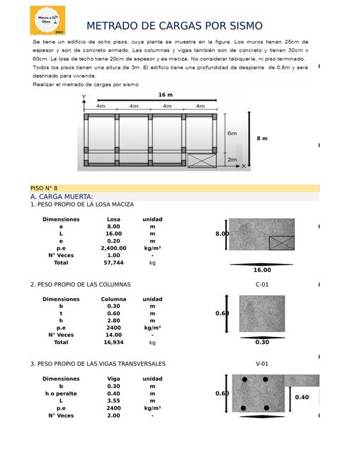 Metrado de Cargas por Sismo | Fredy Ordòñez | uDocz