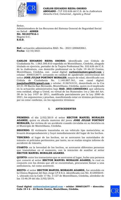 Modelo inconformidad actuación administrativa | Carlos Reina Osorio | uDocz