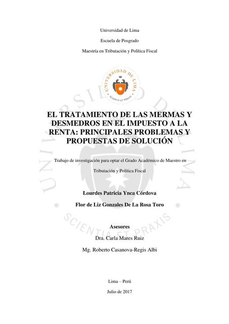 El Tratamiento de las Mermas y Desmedros en el Impuesto a la Renta ...