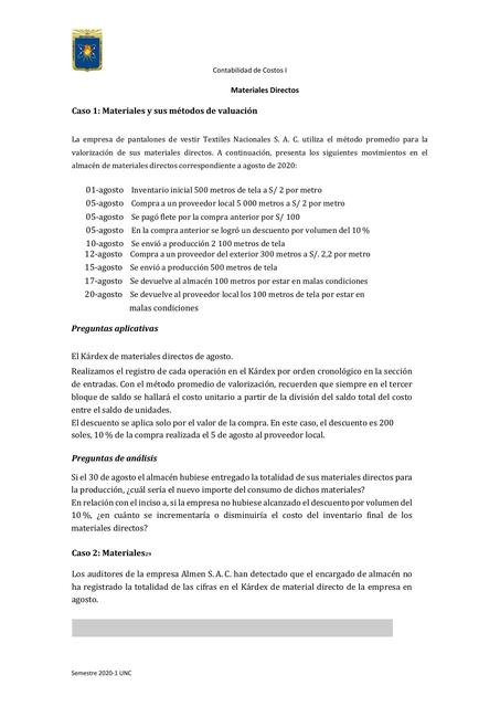 Práctica - Materiales Directos | Renzo Cuzco | uDocz