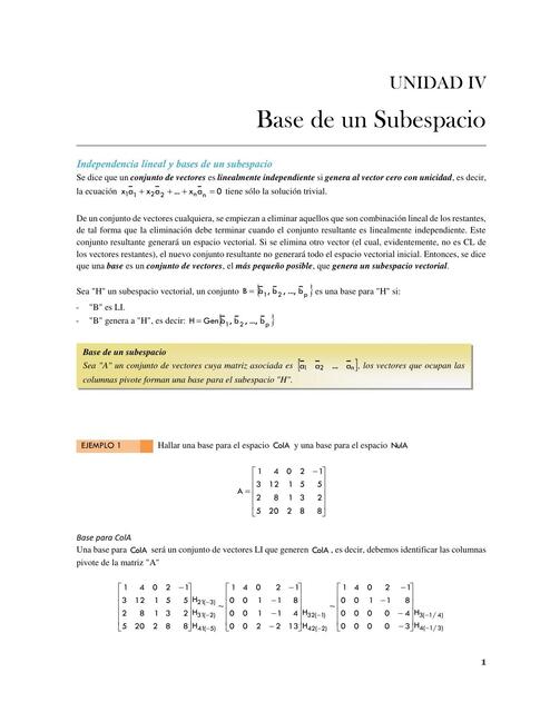 Base de un Subespacio | Yessly Estela | uDocz
