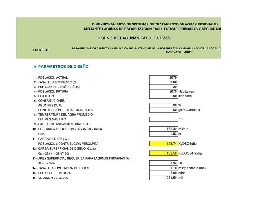 Diseño de Lagunas Facultativas | dianne olsen | uDocz