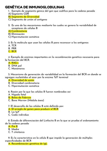 Genética de Inmunoglobulinas | Tania Duque García | uDocz