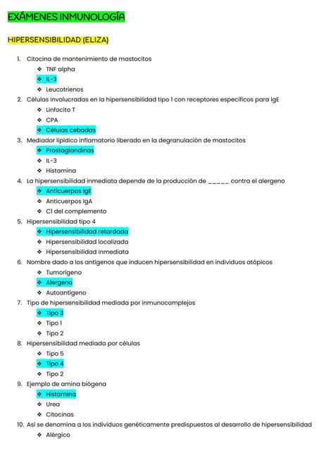 Exámenes Inmunología | Tania Duque García | uDocz