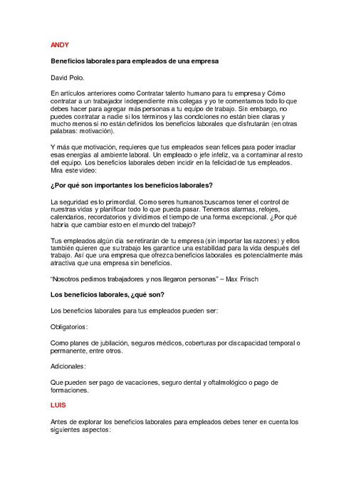 Beneficios | Moises Zarate Herrera | uDocz