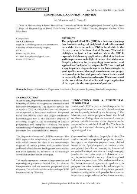 The peripheral blood film (PBF) | luisa bautista | uDocz