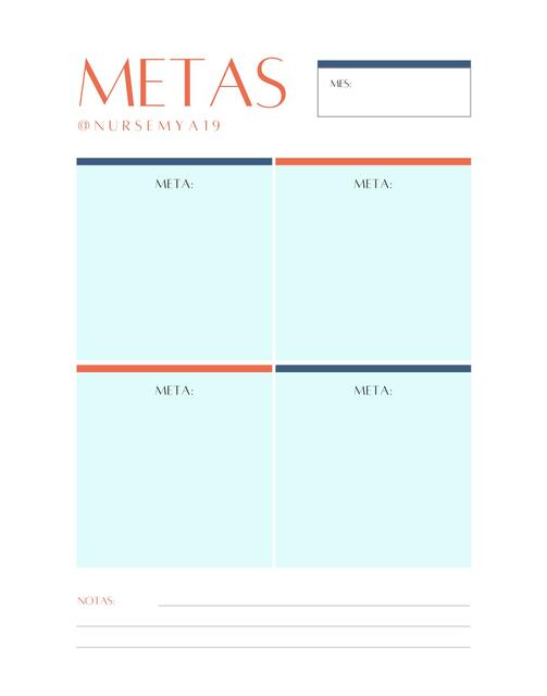Plantilla Metas | Nurse Mya | uDocz
