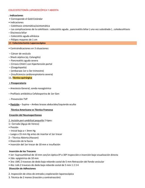 Colecistectomía Laparoscopica Abierta | Mariela Cossio | uDocz