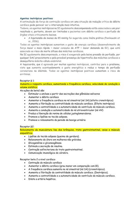 Agentes inotrópicos positivos | Whalison Thiago | uDocz