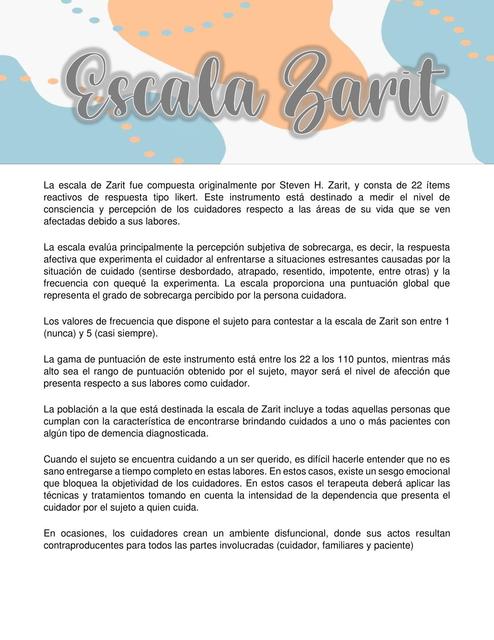 Escala zarit | Juanita Zapata | uDocz