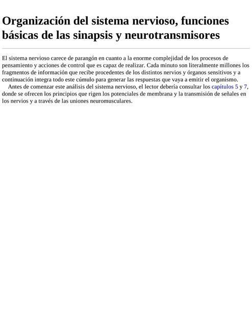 Organización del sistema nervioso, funciones básicas de las sinapsis y neurotransmisores | Teff ...