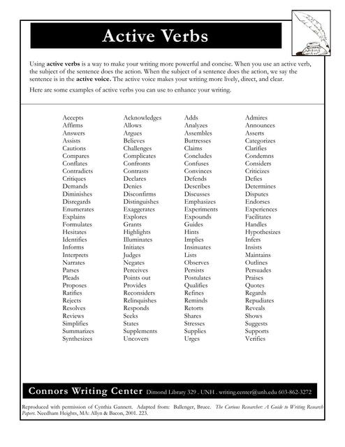 Active Verbs | SBC | uDocz