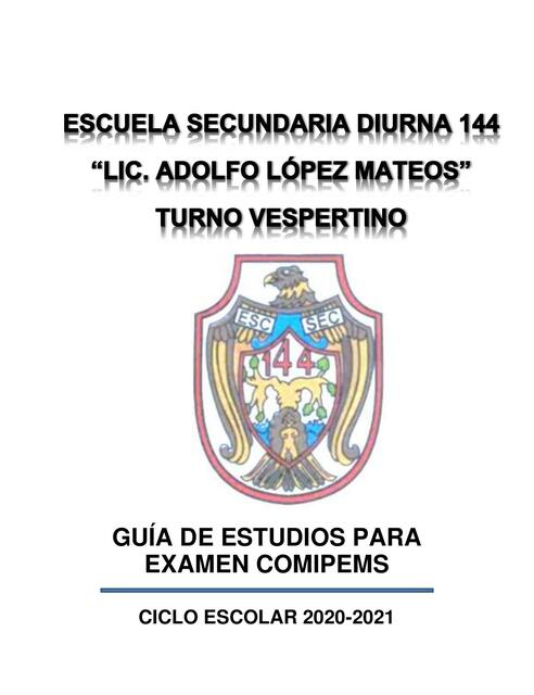 Examen COMIPEMS 2021 simulador, guía de estudio | Secundaria o Colegio | uDocz