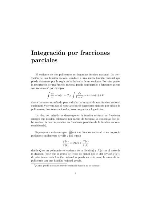 Integrales por fracciones parciales | Todo Cálculo | uDocz
