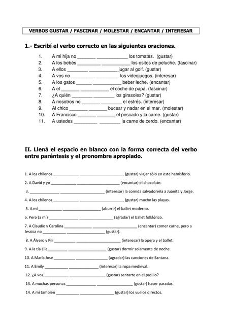 Práctica del Verbo Gustar y Otros Similares | GMVALE | uDocz