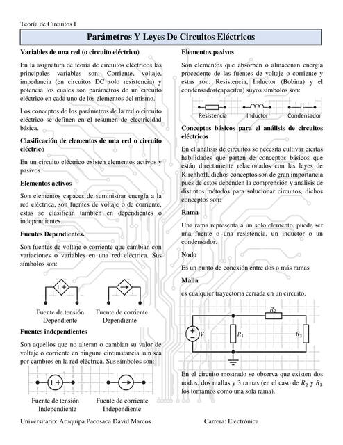 Parámetros y Leyes de Circuitos Eléctricos | uDocz