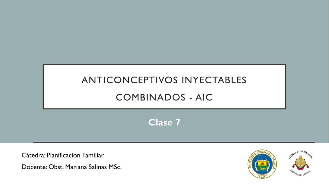 Anticonceptivos inyectables combinados | EL OBSTETRA | uDocz